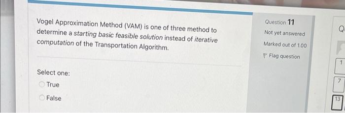 Solved Vogel Approximation Method (VAM) is one of three | Chegg.com