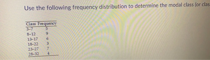 Solved Use the following frequency distribution to determine | Chegg.com