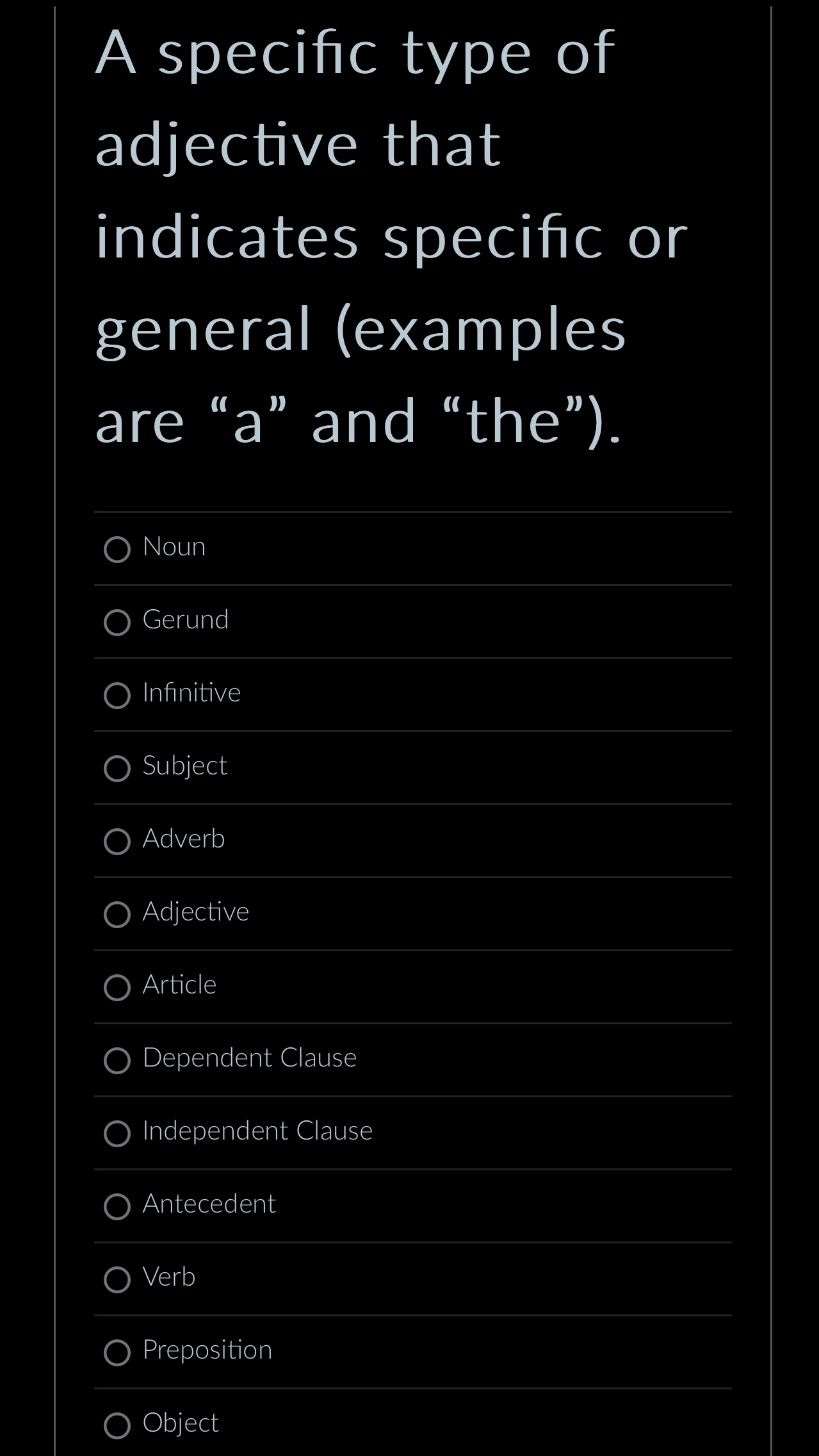 Solved A specific type of adjective that indicates specific | Chegg.com