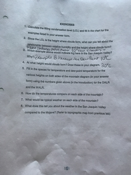 Solved 1. Calculate the lifting condensation level (LCL) and | Chegg.com