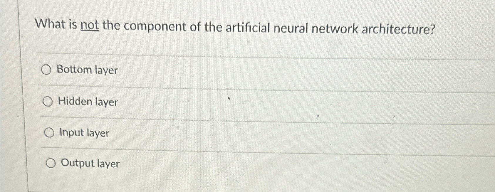 Solved What is not the component of the artificial neural | Chegg.com