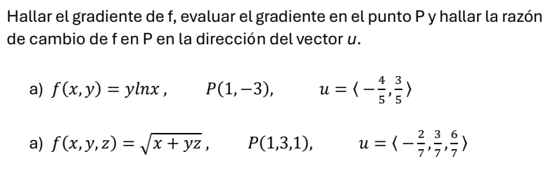 Solved Hallar el gradiente de f, ﻿evaluar el gradiente en el | Chegg.com