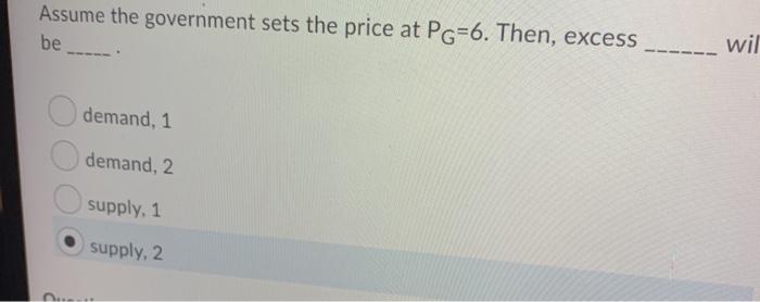 Solved Assume the government sets the price at PG=6. Then, | Chegg.com