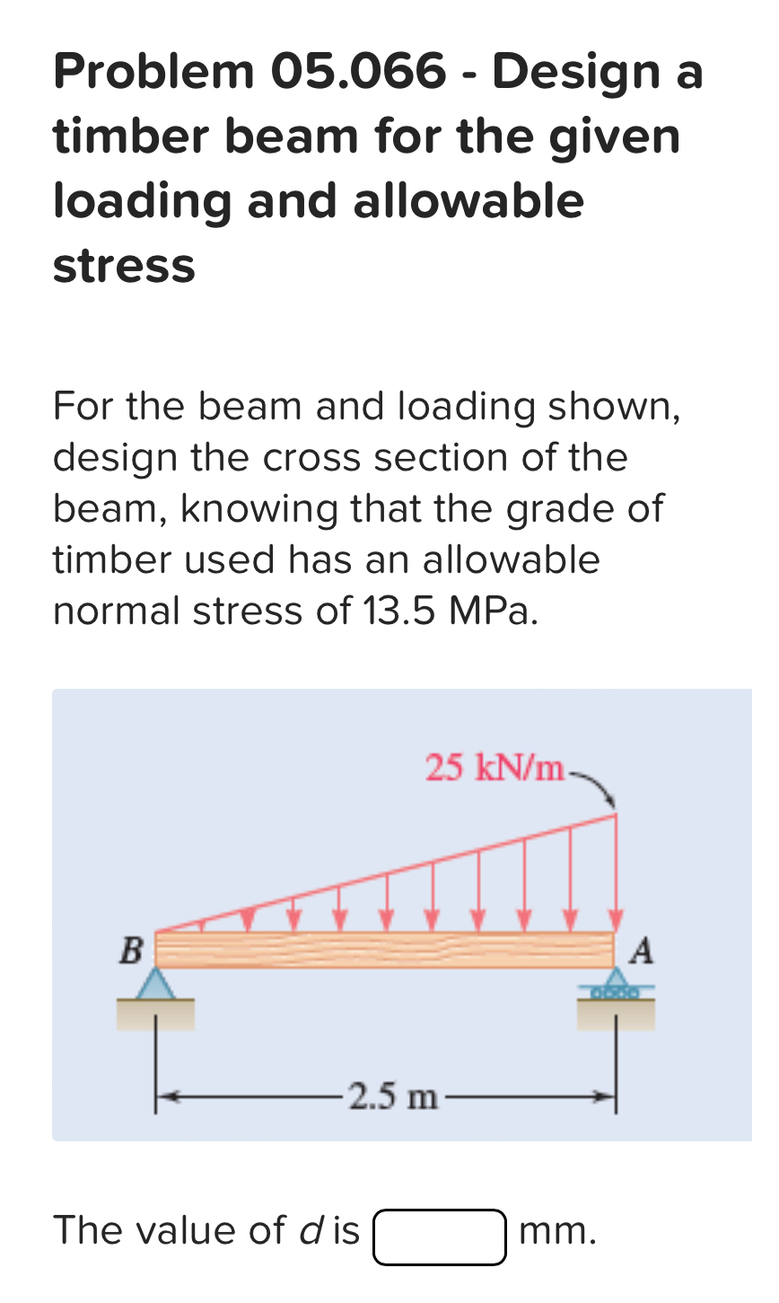 Solved Problem 05.066 - ﻿Design a timber beam for the given | Chegg.com