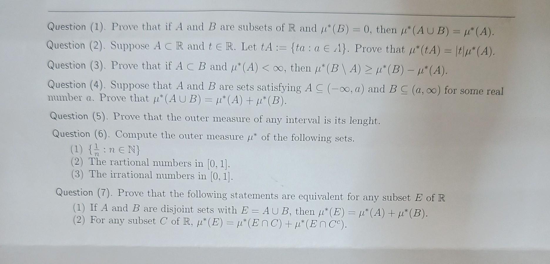 Solved Question (1). Prove that if A and B are subsets of R | Chegg.com