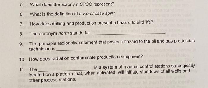 5. What does the acronym SPCC represent? 6. What is | Chegg.com