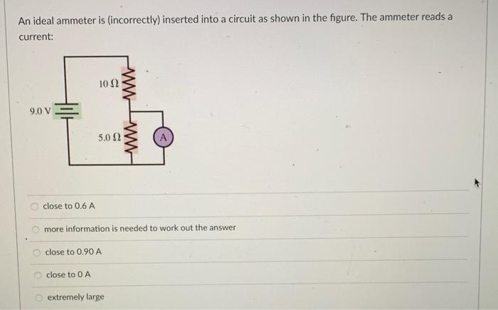 Solved An ideal ammeter is (incorrectly) inserted into a | Chegg.com