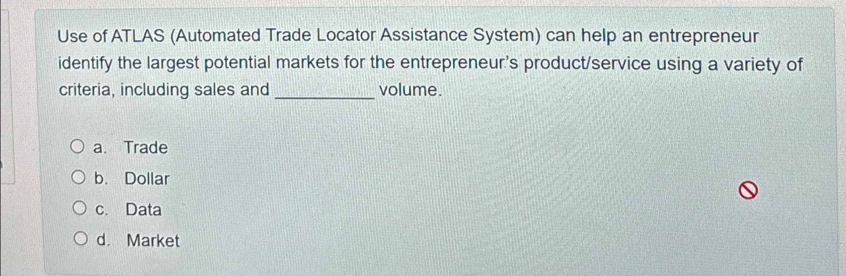 Solved Use of ATLAS (Automated Trade Locator Assistance | Chegg.com