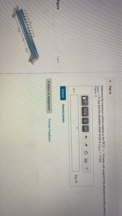 Solved Part A Determine the maximum uniform loading the W12 | Chegg.com