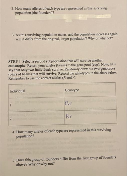 EXERCISE 3 THE FOUNDER EFFECT Work in a small group | Chegg.com