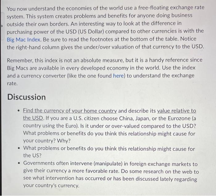 Solved You now understand the economies of the world use a | Chegg.com