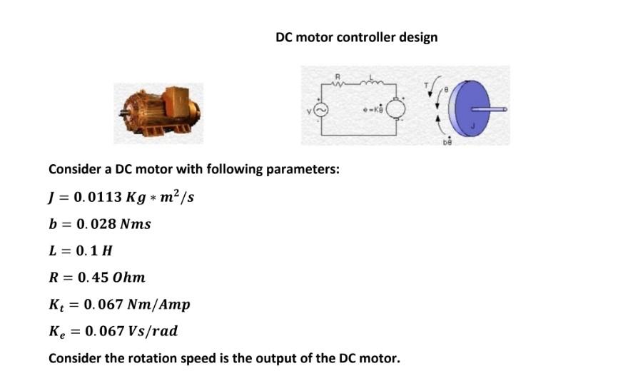 Solved DC motor controller design e- G Consider a DC motor | Chegg.com
