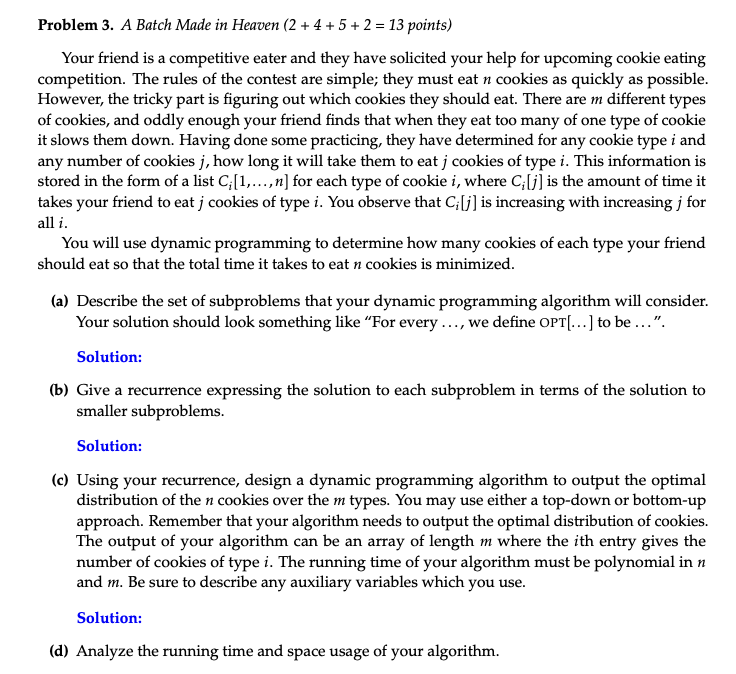 Solved Problem 3. ﻿A Batch Made in ﻿Heaven pointsn cookies | Chegg.com