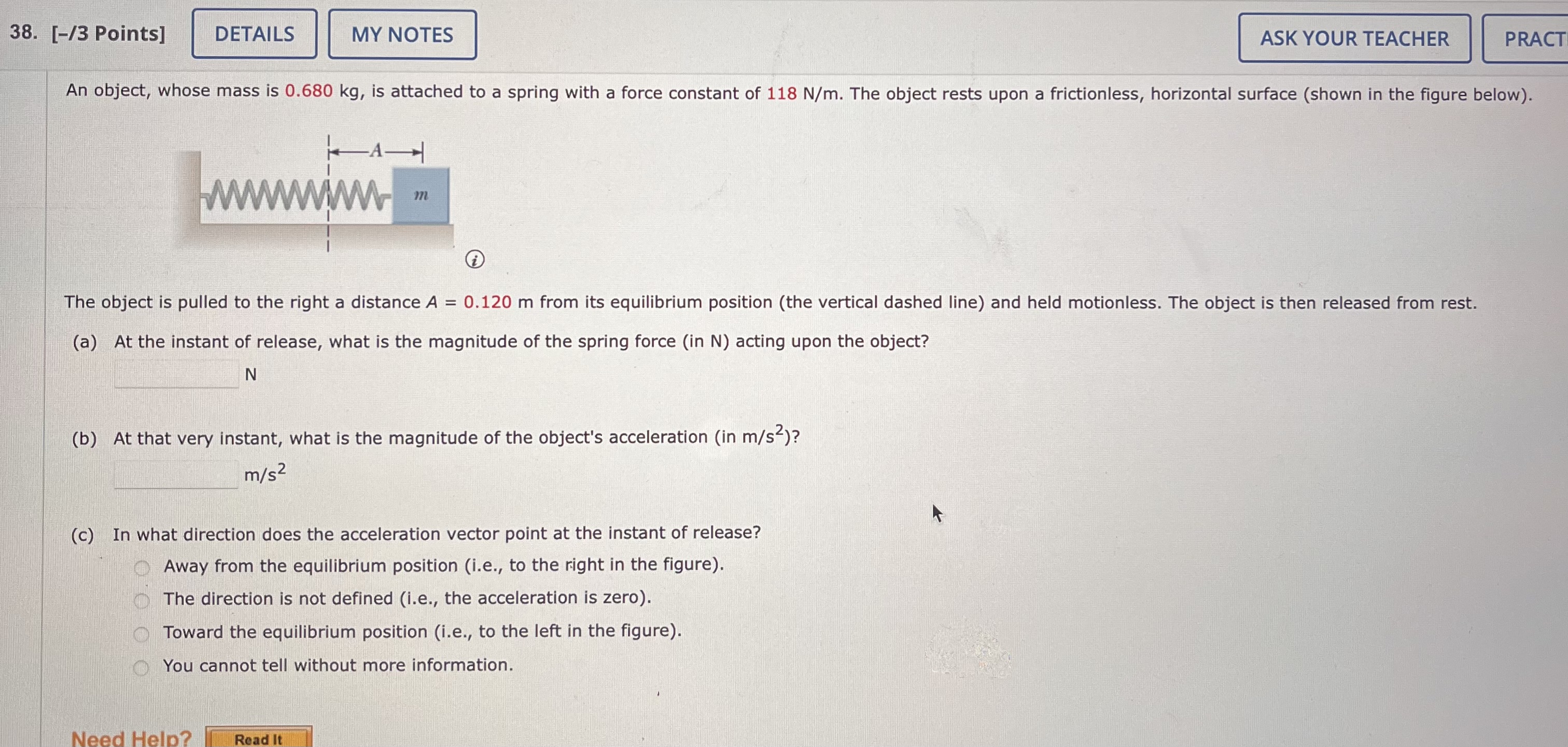 Solved An object, whose mass is 0.680kg, ﻿is attached to a | Chegg.com