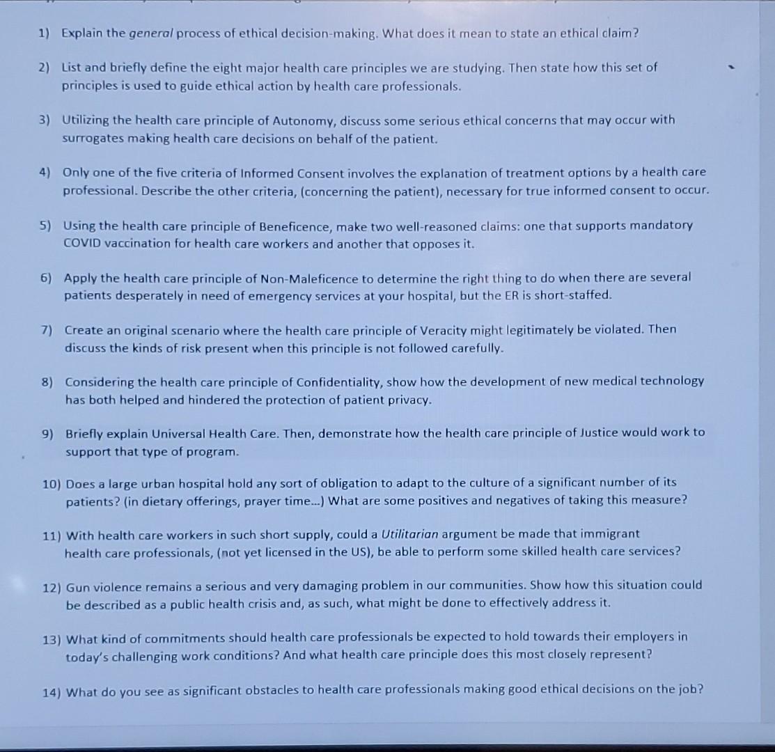 1) Explain the general process of ethical | Chegg.com