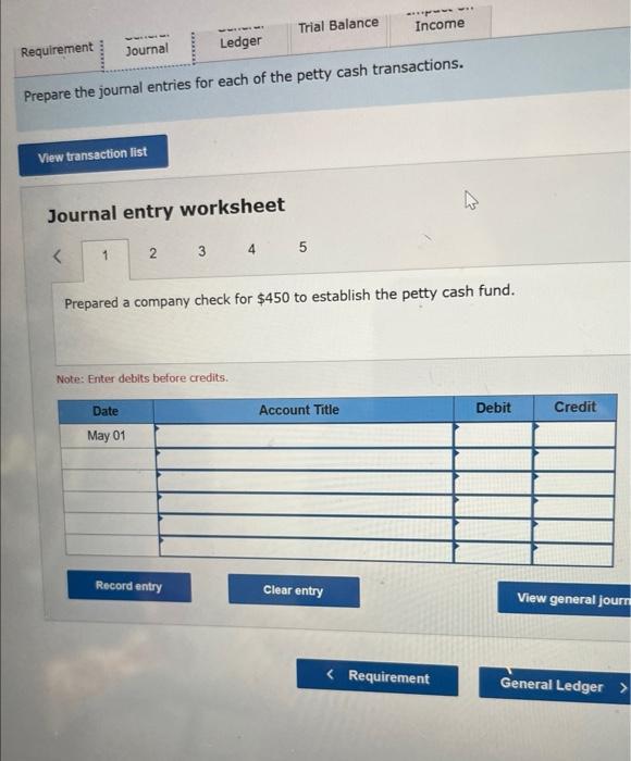 Solved Prepare the joumal entries for each of the petty cash | Chegg.com