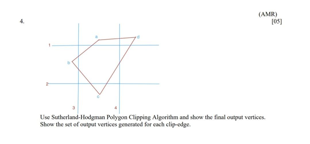 Solved (AMR) [05] 4. b G M 2 3 4 Use Sutherland-Hodgman | Chegg.com