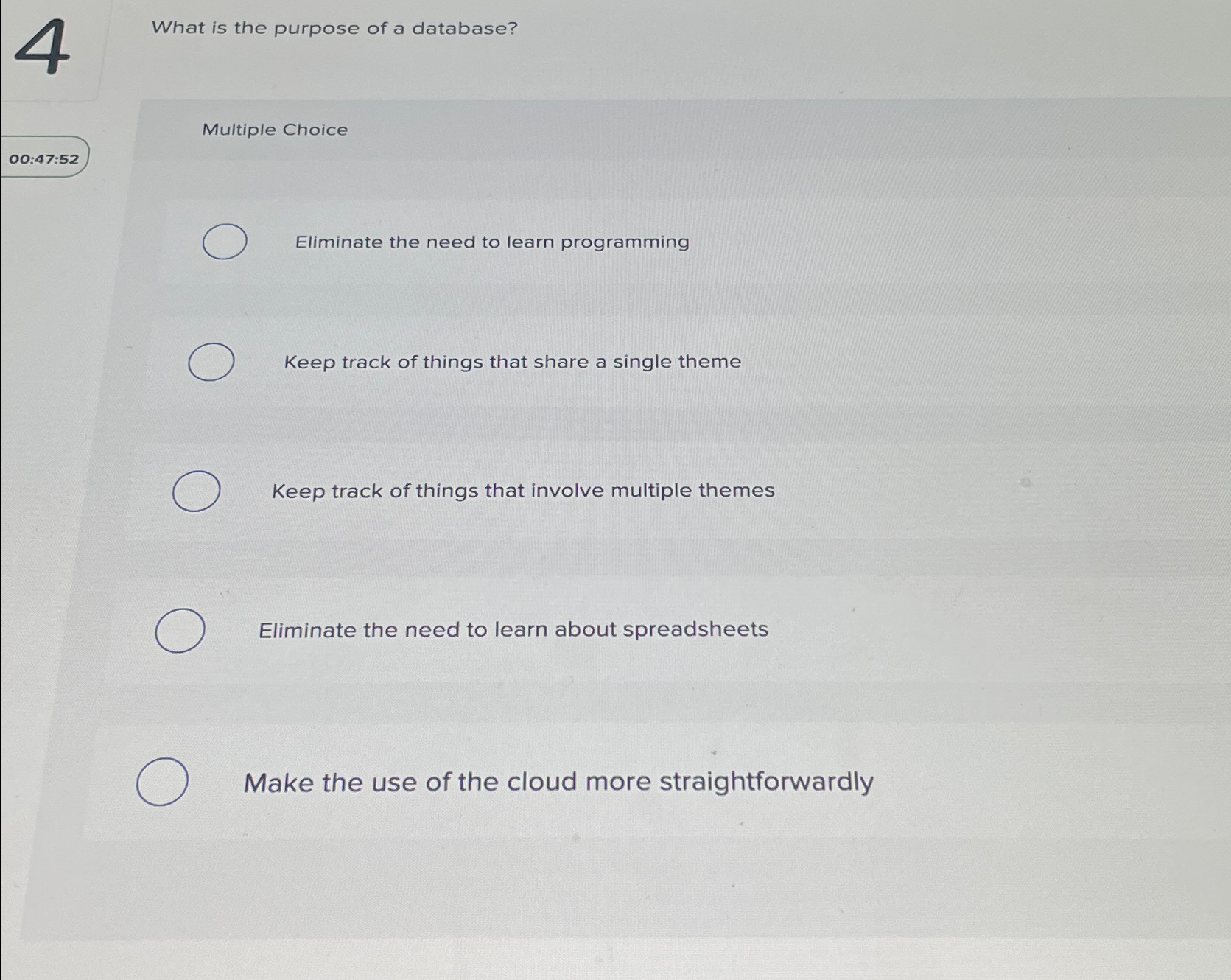 Solved What is the purpose of a database?Multiple | Chegg.com