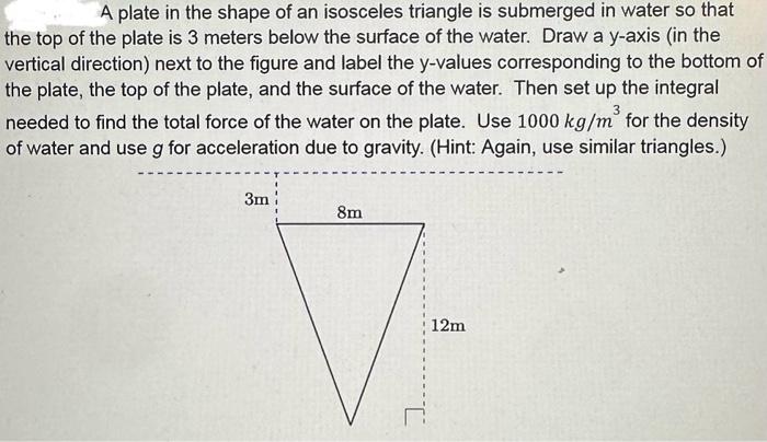 Solved A plate in the shape of an isosceles triangle is | Chegg.com