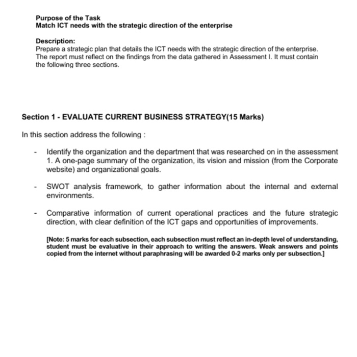 Solved Purpose of the Task Match ICT needs with the | Chegg.com