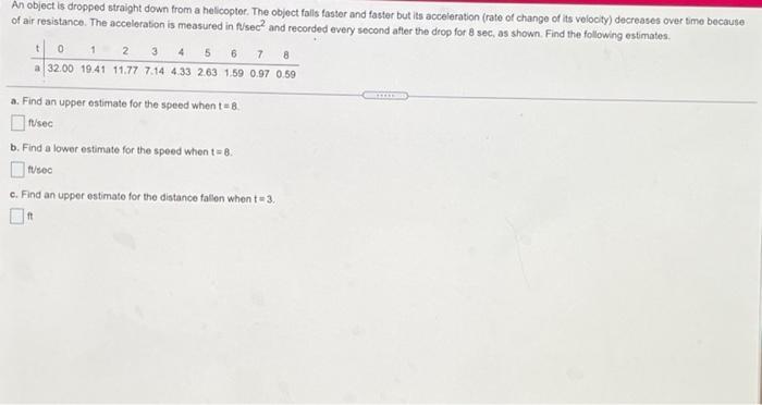 Solved An object is dropped straight down from a helicopter. | Chegg.com