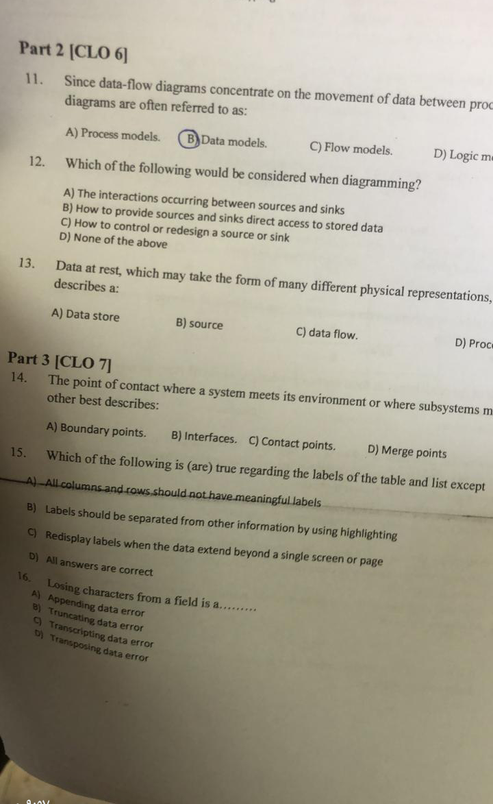 Solved 11. Since data-flow diagrams concentrate on the | Chegg.com