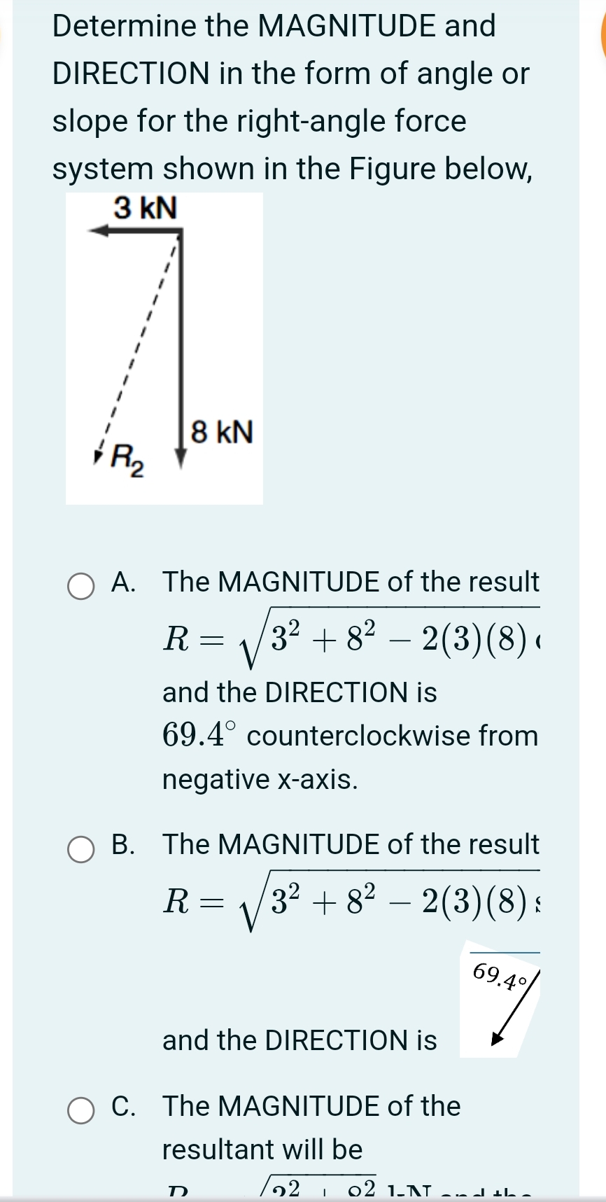 Solved Determine the MAGNITUDE and DIRECTION in the form of | Chegg.com