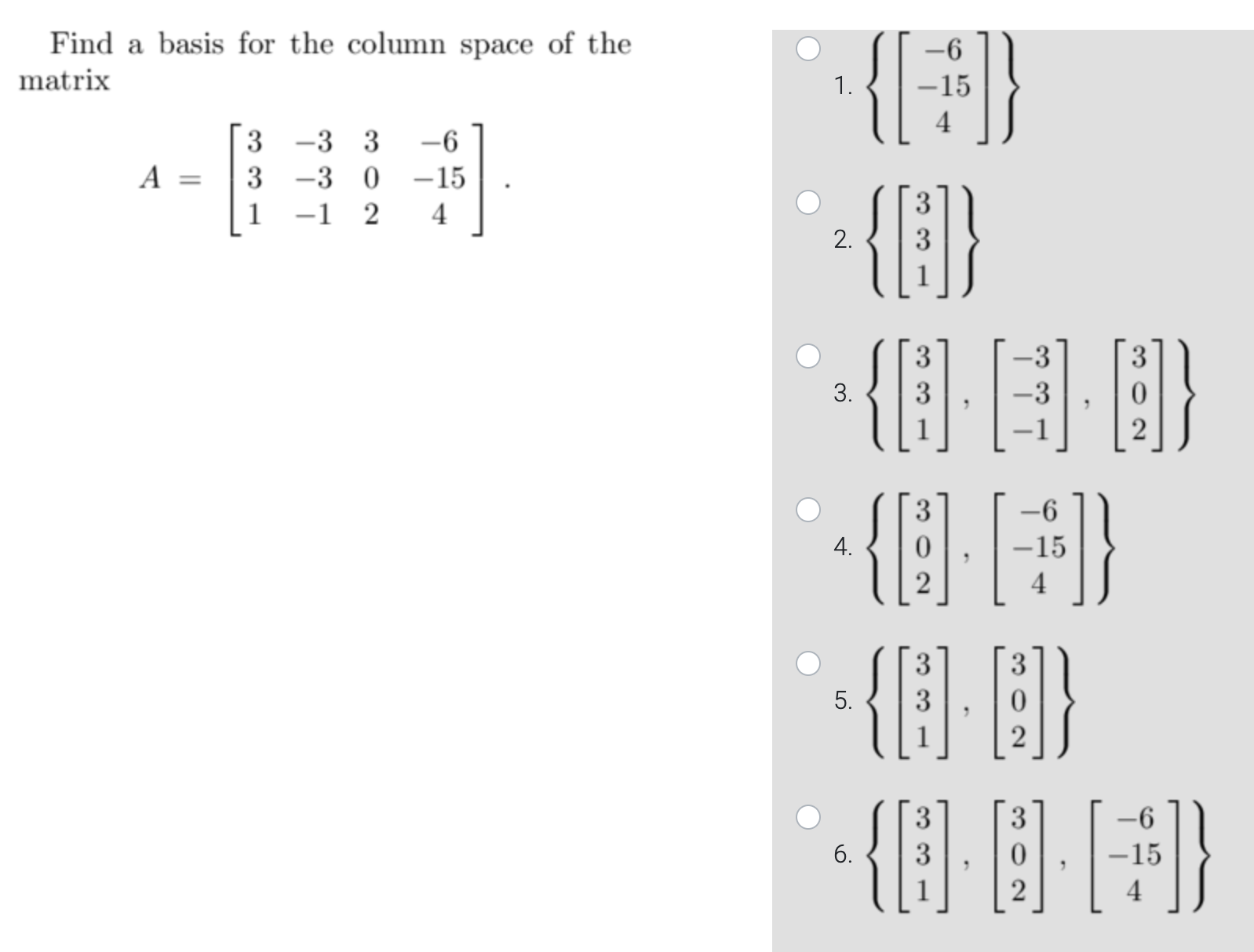 Find a basis for the column space of | Chegg.com