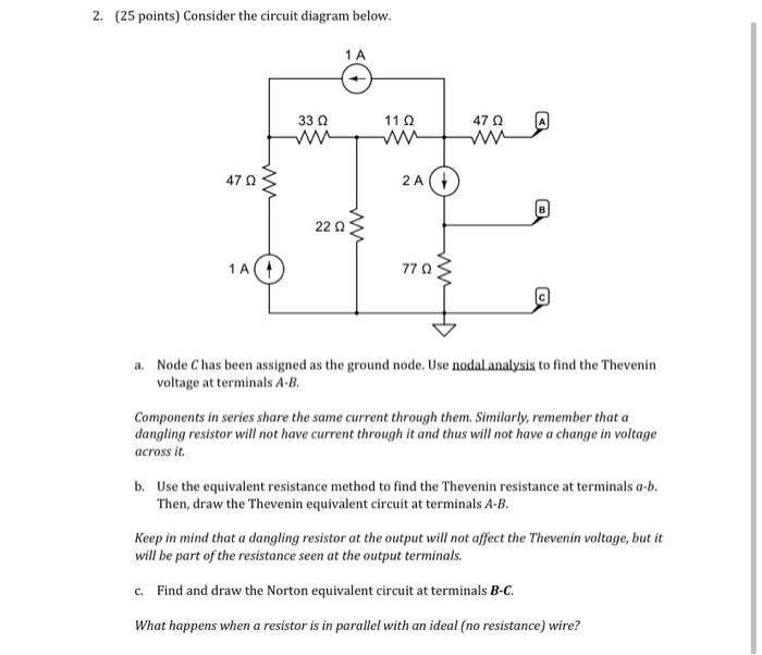 Solved 2. ( 25 points) Consider the circuit diagram below. | Chegg.com