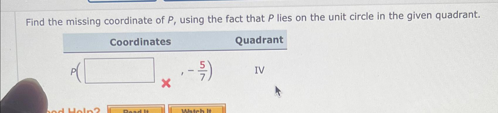 Solved Find the missing coordinate of P, ﻿using the fact | Chegg.com