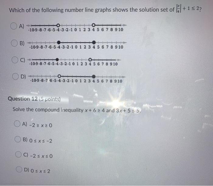 Solved Which of the following number line graphs shows the | Chegg.com