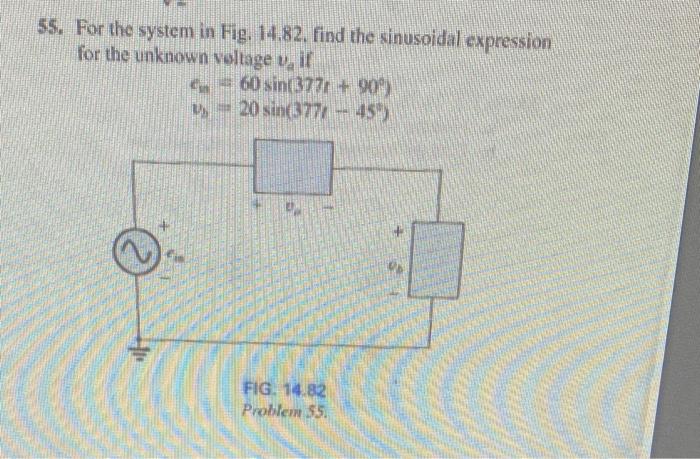 Solved 55. For the system in Fig. 14.82. find the sinusoidal | Chegg.com
