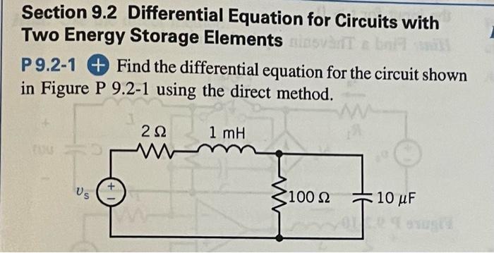 Solved Section 9.2 Differential Equation for Circuits with | Chegg.com