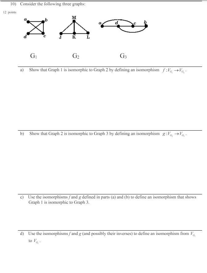 Solved a) ﻿Show that Graph 1 ﻿is isomorphic to Graph 2 ﻿by | Chegg.com