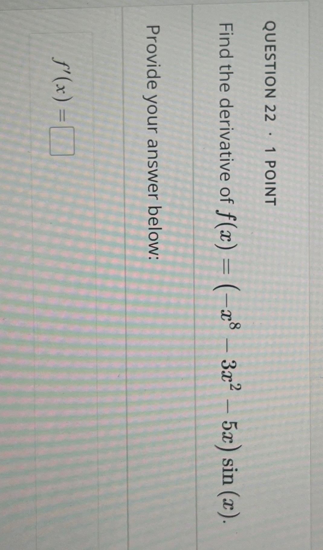 Solved QUESTION 10 - 1 ﻿POINTFind the derivative of | Chegg.com
