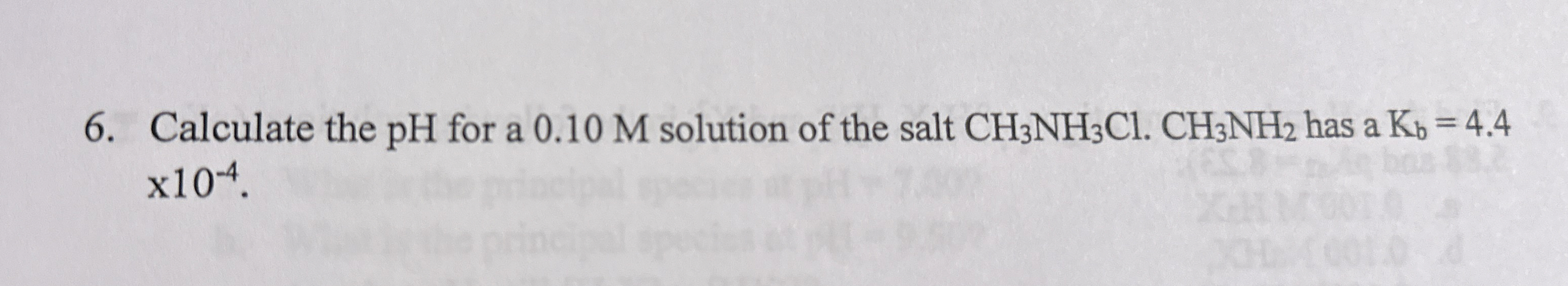 Solved Calculate the pH for a 0.10 ﻿M solution of the salt | Chegg.com