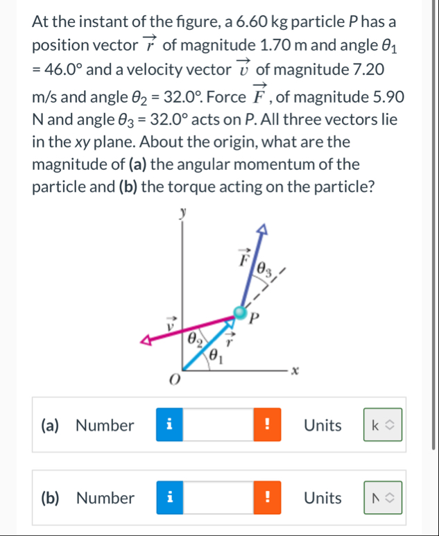 Solved At the instant of the figure, a 6.60 ﻿kg particle P | Chegg.com