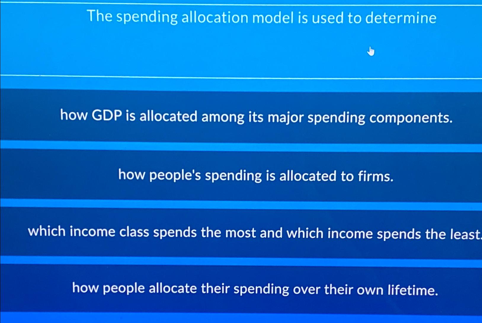 Solved The spending allocation model is used to determinehow | Chegg.com
