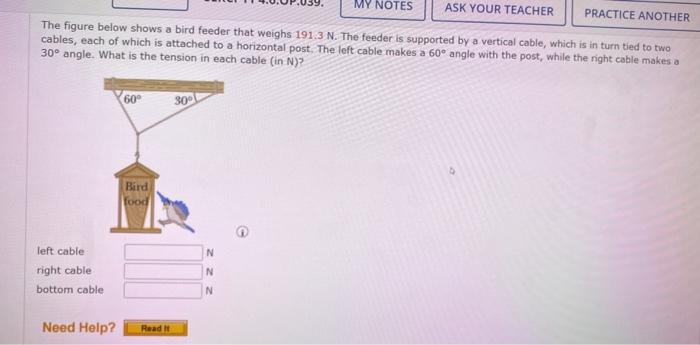 Solved The figure below shows a bird feeder that weighs | Chegg.com
