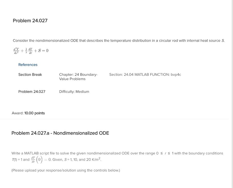 Solved Problem 24.027 Consider the nondimensionalized ODE | Chegg.com