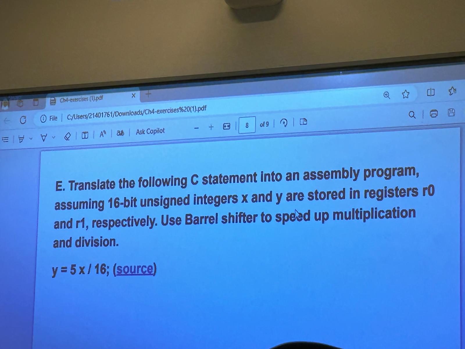 Solved E translate The Following C statement Into An