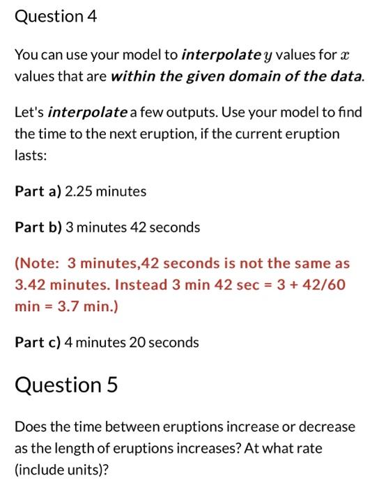 Solved Question 4 You can use your model to interpolate y | Chegg.com