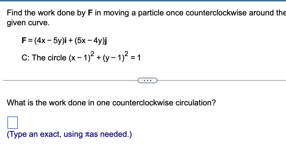 Solved What is the work done in one counterclockwise | Chegg.com