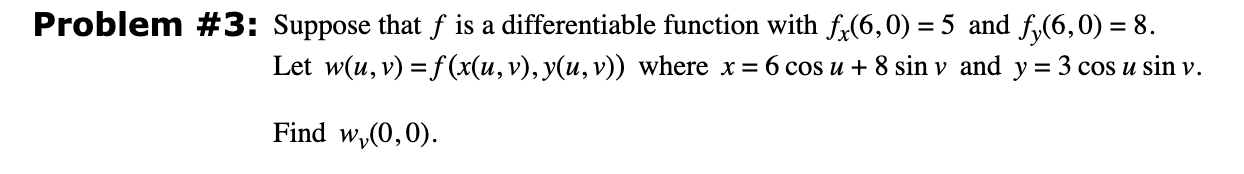 Solved Problem #3: Suppose that f ﻿is a differentiable | Chegg.com