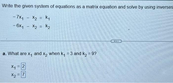 Solved Write the given system of equations as a matrix | Chegg.com