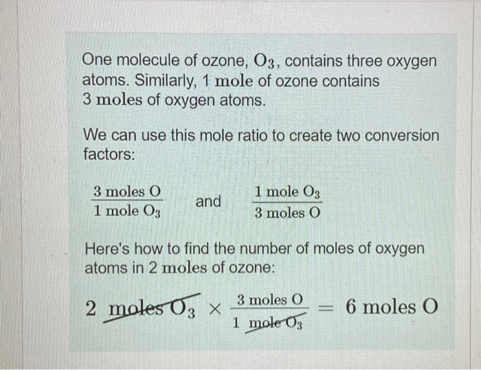 Solved One molecule of ozone, O3, contains three oxygen | Chegg.com