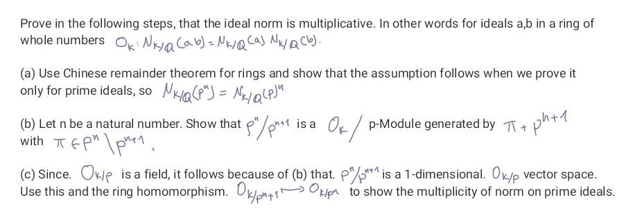 Solved Prove in the following steps, that the ideal norm is | Chegg.com