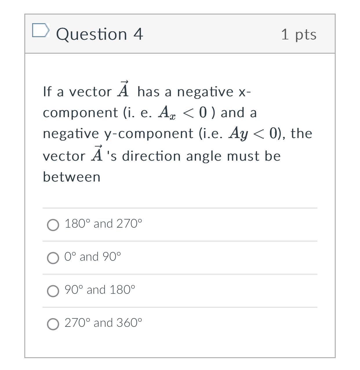 Solved Question 41ptsIf a vector vec(A) ﻿has a negative | Chegg.com