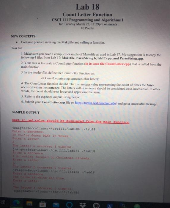 Solved Lab 18 Count Letter Function Csci 111 Programming And 
