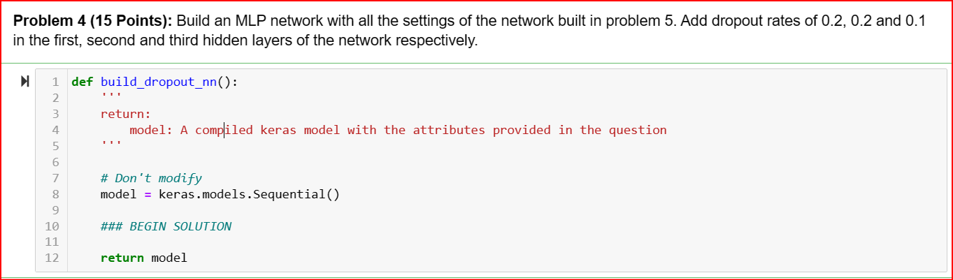 Solved Problem 4 (15 ﻿Points): Build an MLP network with all | Chegg.com